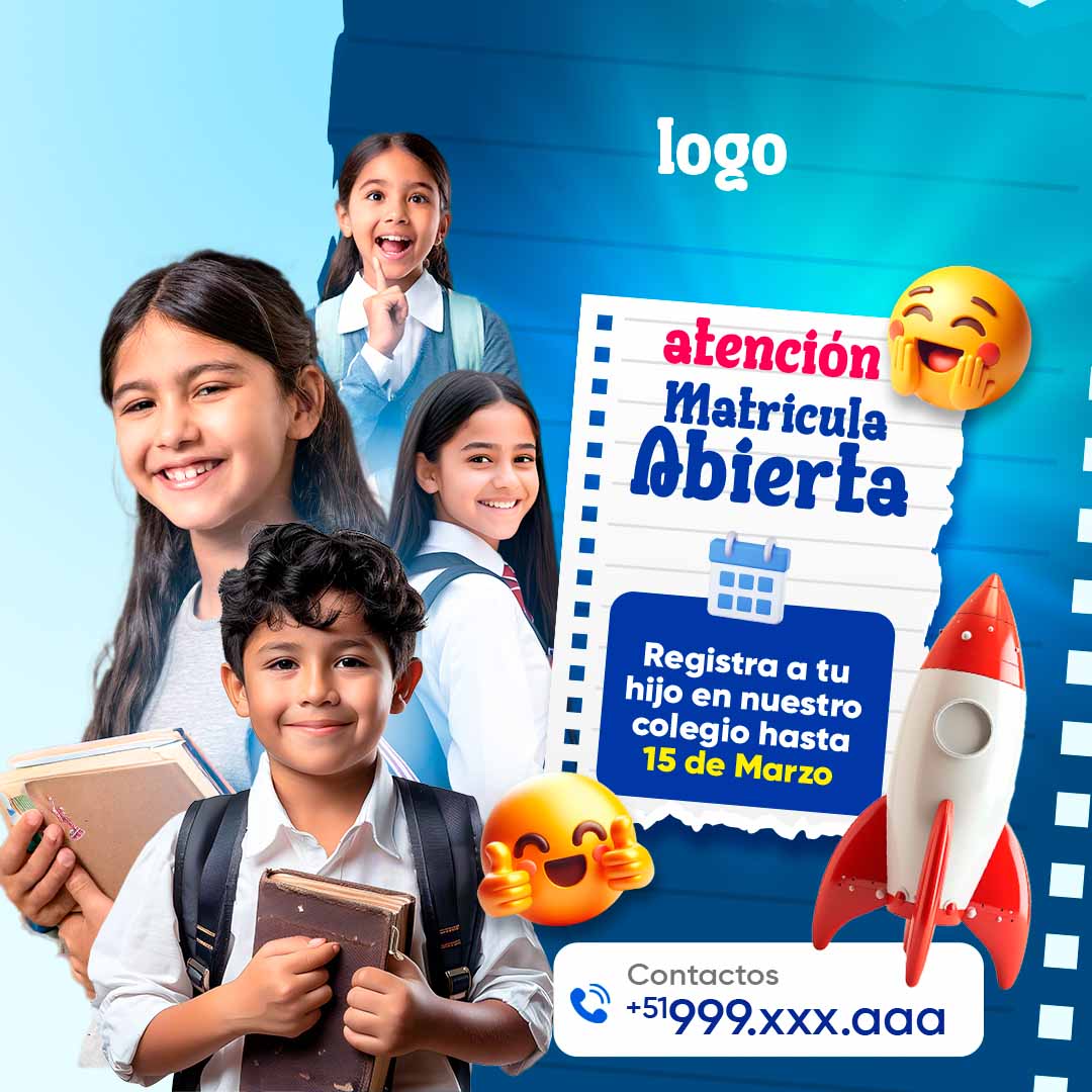 Plantilla inicio escolar matricula 9663745818922 – Design Market Perú